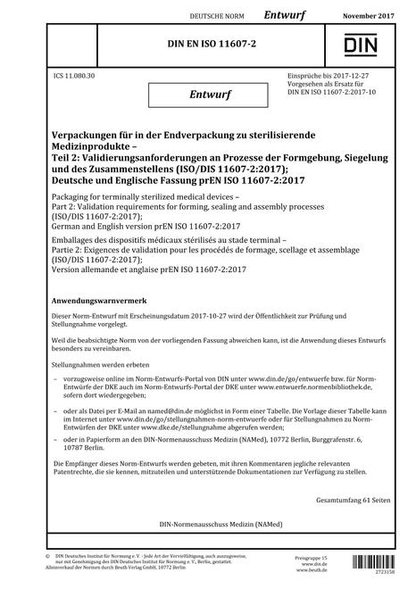 DIN EN ISO 11607-2 - DRAFT - PDF Standards Club