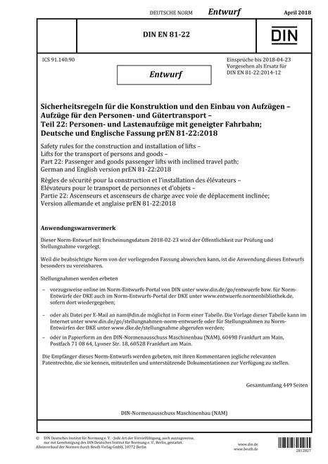 DIN EN 81-22 - DRAFT - PDF Standards Club